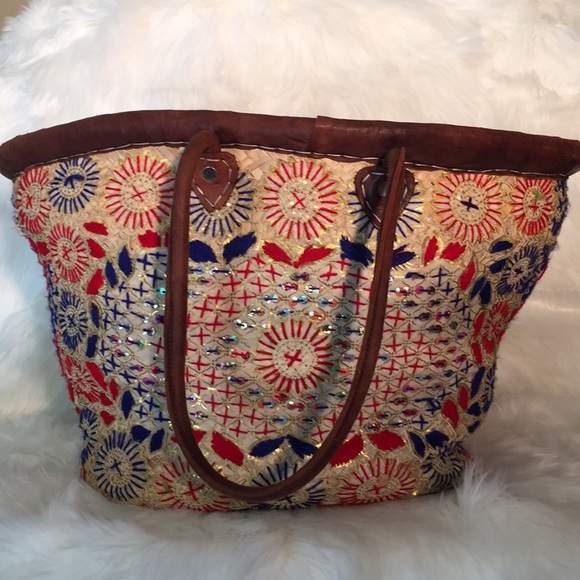 Morocco | Bags | Moroccan Woven Tote Bag With Leather Handles | Poshmark